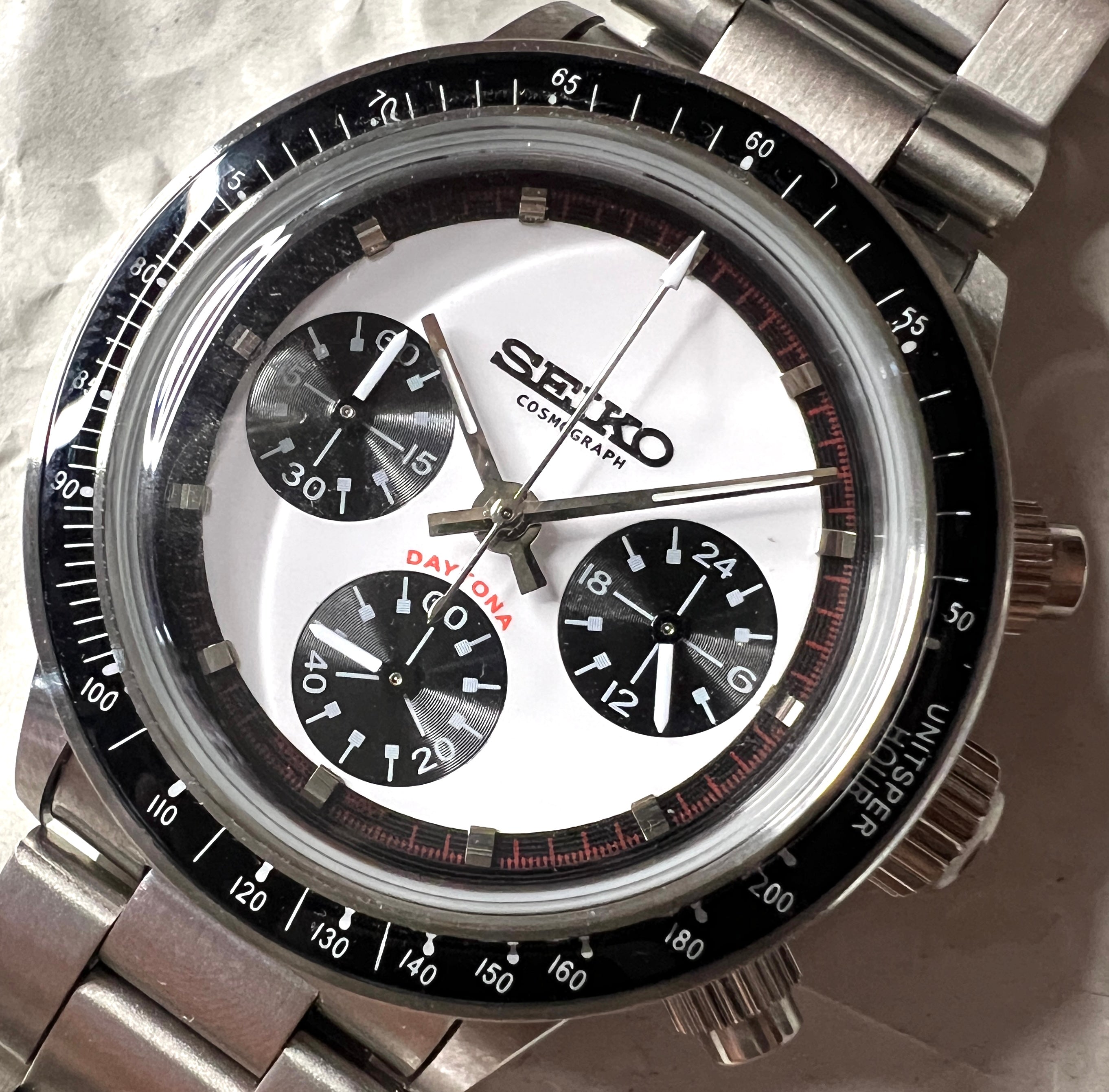SEIKOMODS|COSMO GRAPH DAYTONA 6241 homage model /White Dial/ 38mm ...